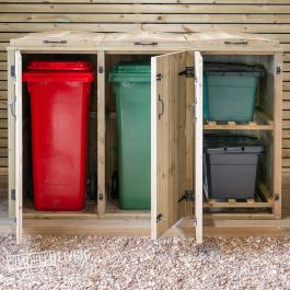 Superior Double Rubbish Wheelie Bin & 2 Recycle Box Combi Store